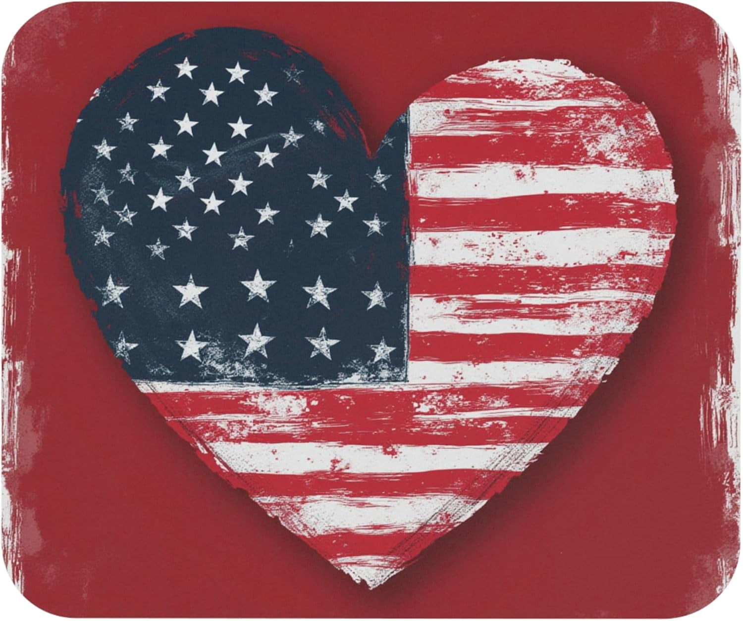 American Flag Heart Mouse Pad 9 x 8 Inch, Patriotic USA Desk Mat ...