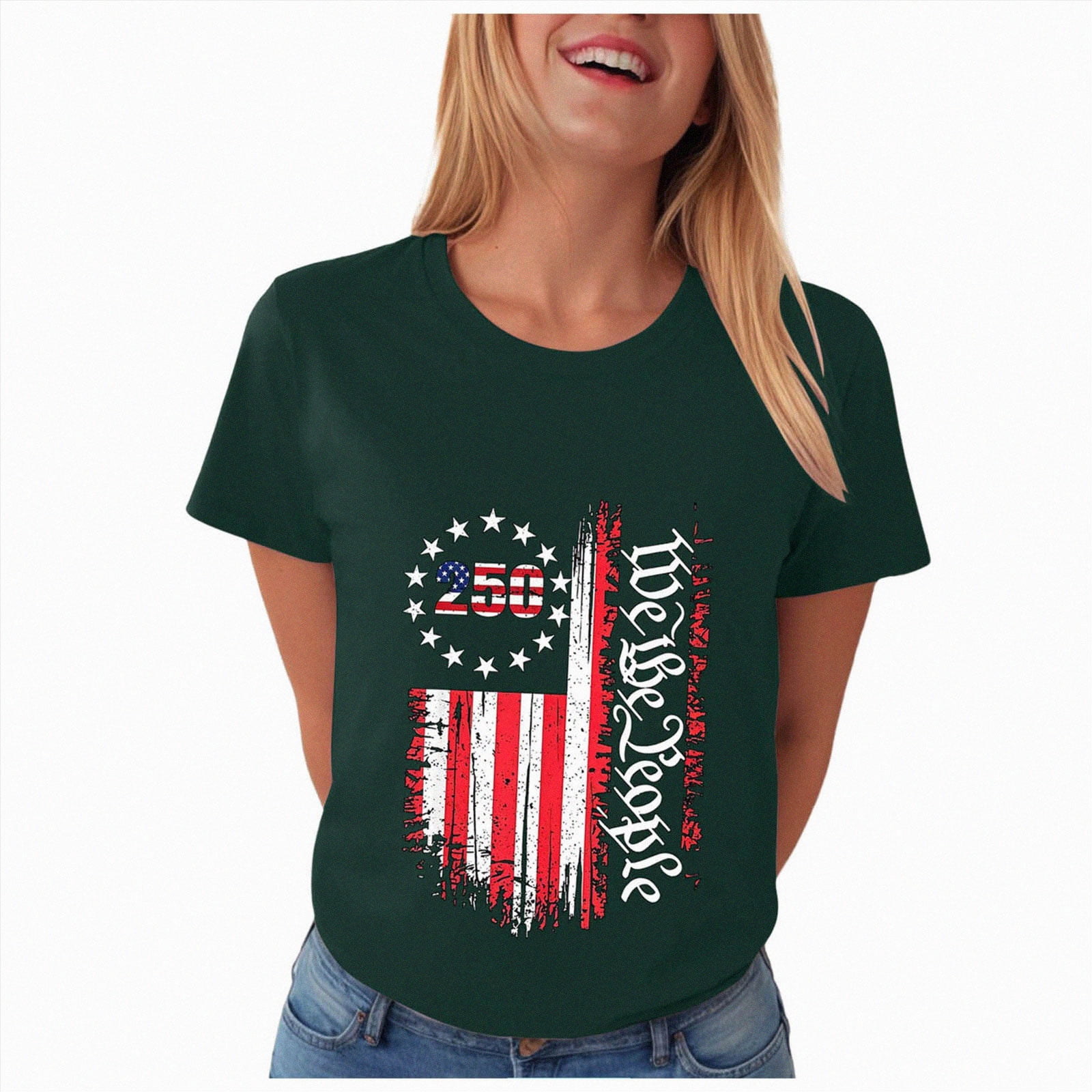 American Flag Heart Shirts for Women Fourth of July T-Shirts USA Flag ...