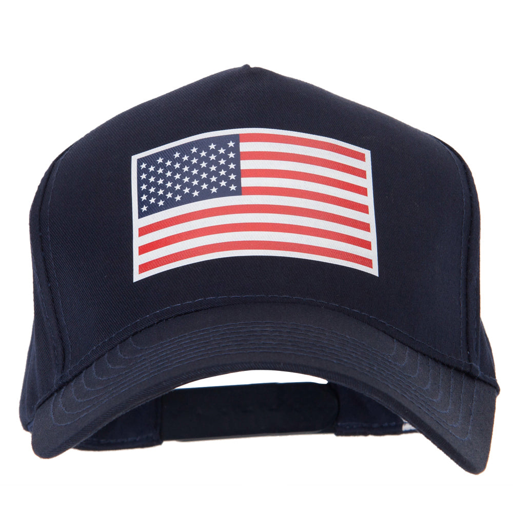 American Flag Heat Transfer 5 Panel Pro Style Brushed Cap - Navy OSFM ...