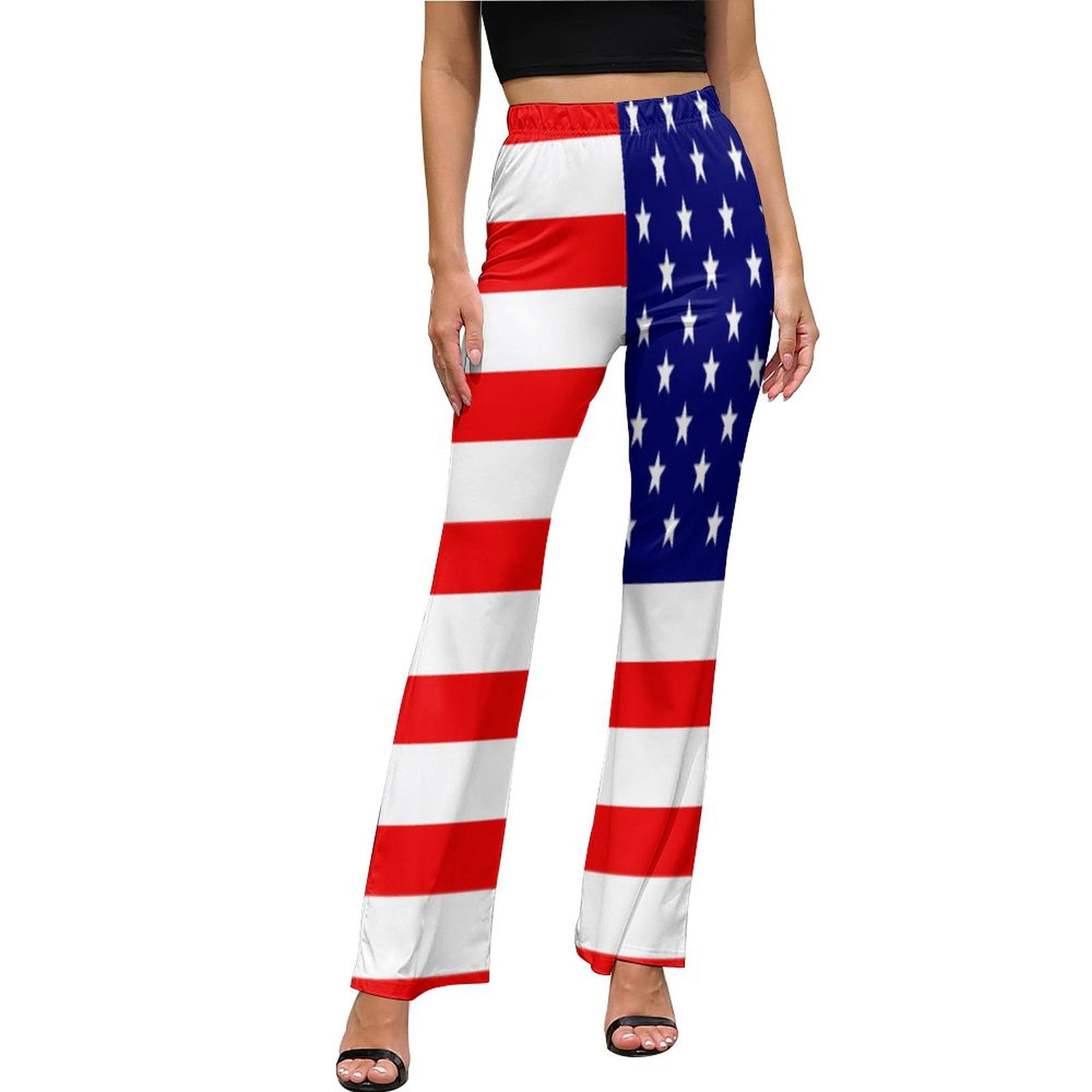 American Flag High Waisted Casual Flared Trousers Summer Home Pants ...