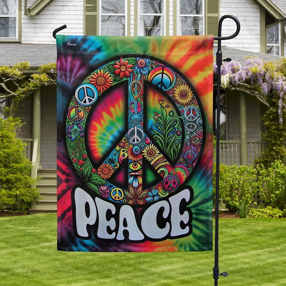 American Flag-Hippie Peace Sign Flag, 3x5 ft. Flag-USA Flags Premium ...
