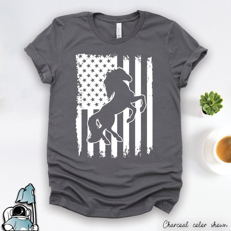 American Flag Horse Tee - Horseback Rider Owner Riding Gift Shirt ...