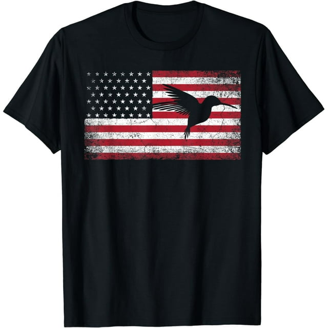 American Flag Hummingbird Bird Lover 4th of July Birding USA T-Shirt ...