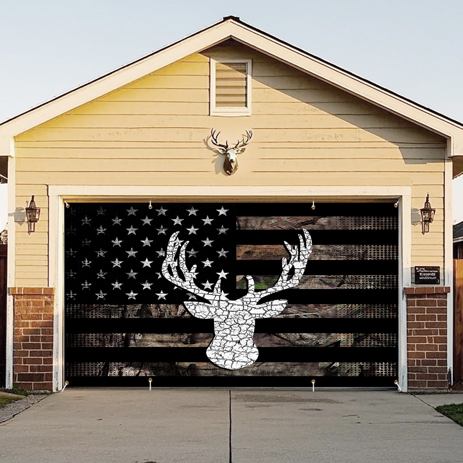 American Flag Hunting Garage Door Cover Banner Decorations, Western ...