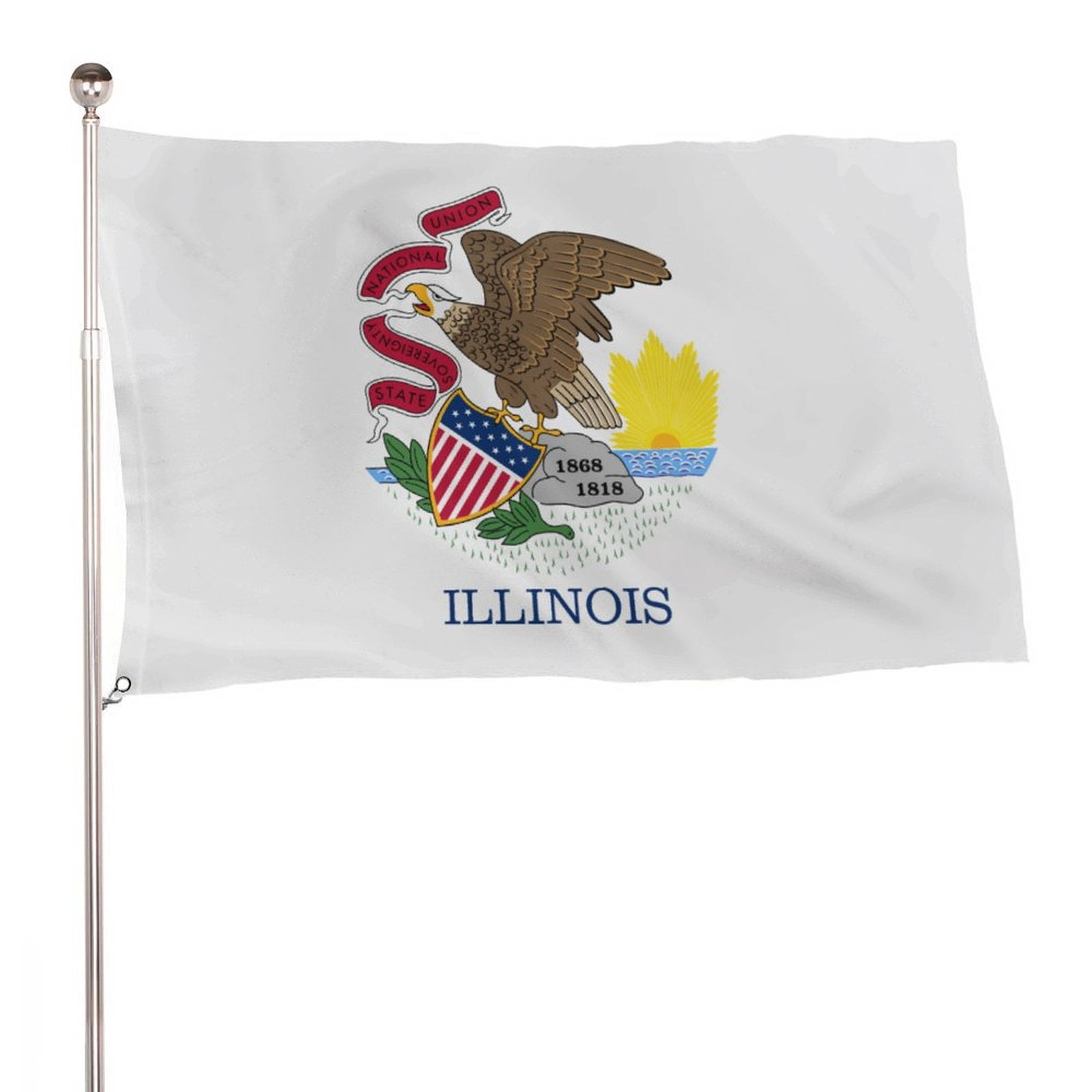 American Flag, Illinois Flag, Heavy Duty Polyester Falgs, Single Sided ...