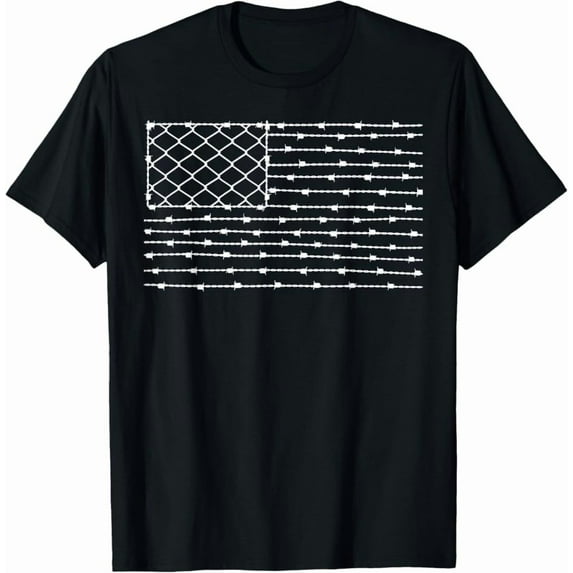 American Flag In Razor Wire And Chainlink Fencing T-Shirt - Walmart.com
