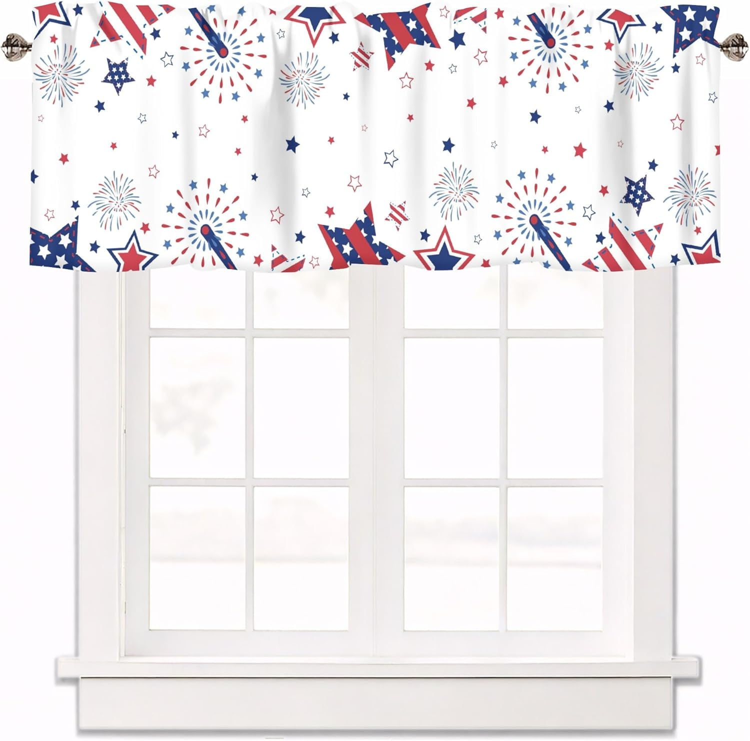 American Flag Independence Day July 4th Valance for Windows Small ...
