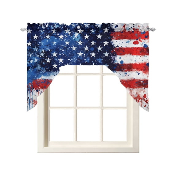 American Flag Independence Day Kitchen Swag Valances for Windows, 4th ...