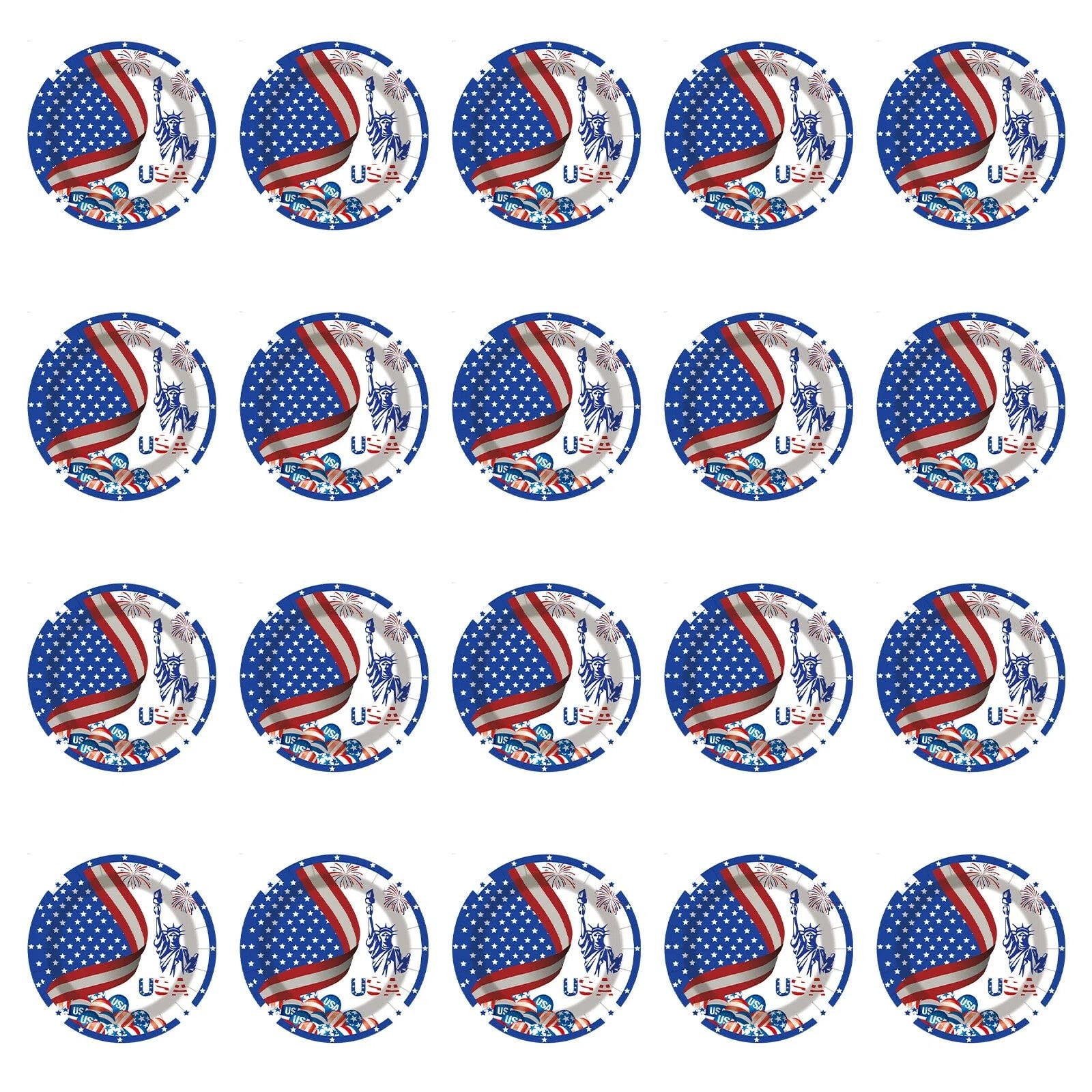 American Flag Independence Day Party Supplies Paper Plates Cups Napkins ...