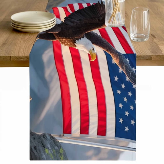 American Flag Independence Day Table Runner - 72 Inch Long 4th of July ...