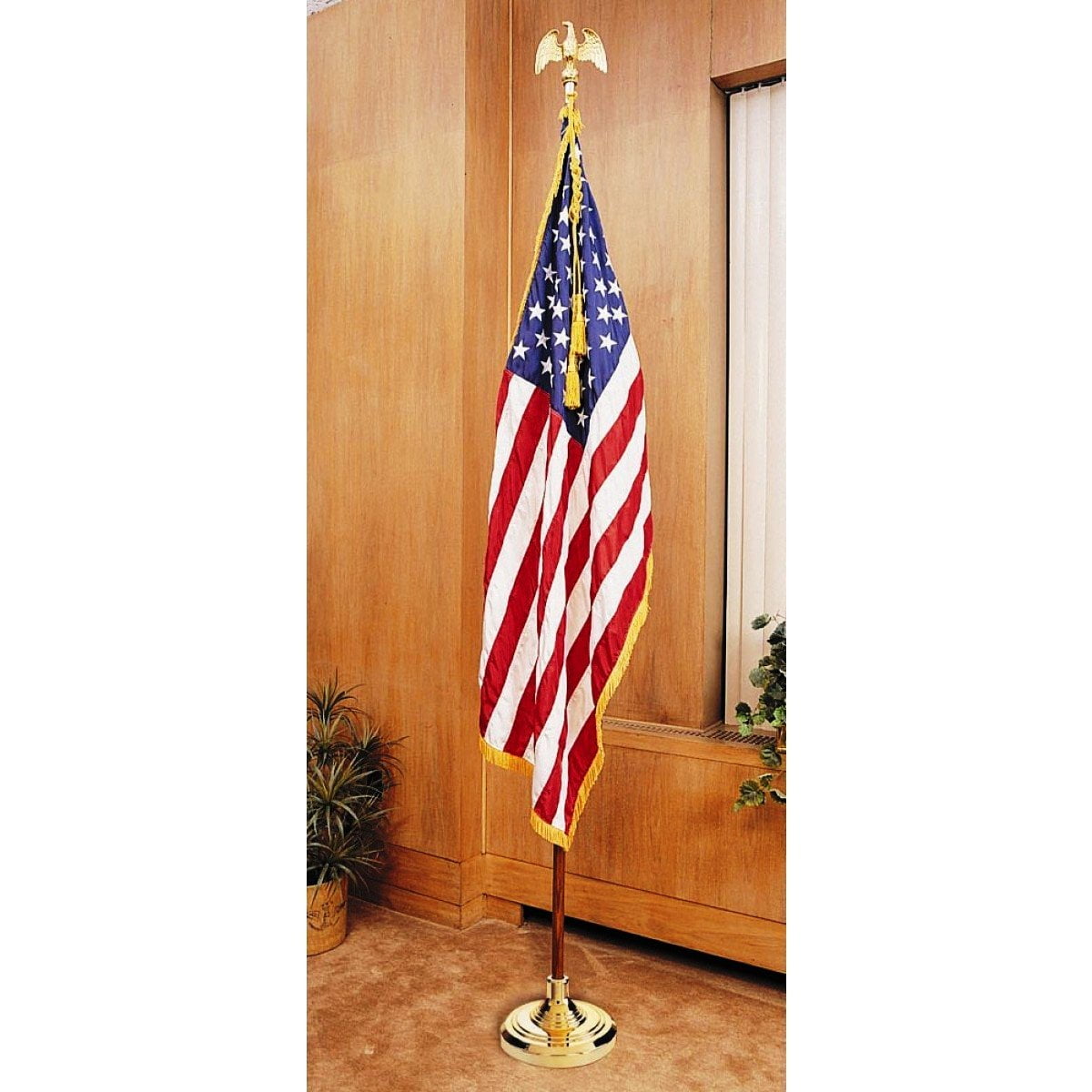 American Flag Indoor Presentation Set with 7 FT Hardwood Pole - Walmart.com