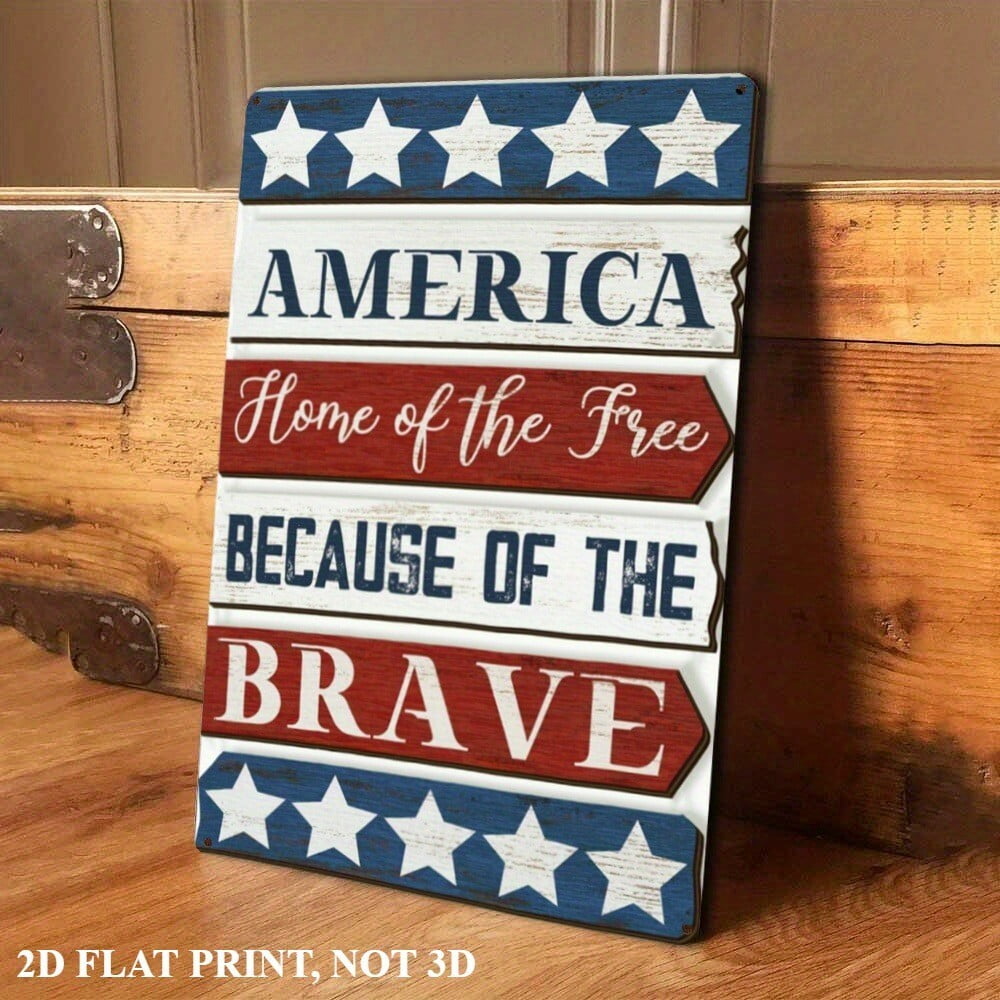 American Flag Inspired Patriotic 4th July Man Cave Bar Wall Décor Metal ...