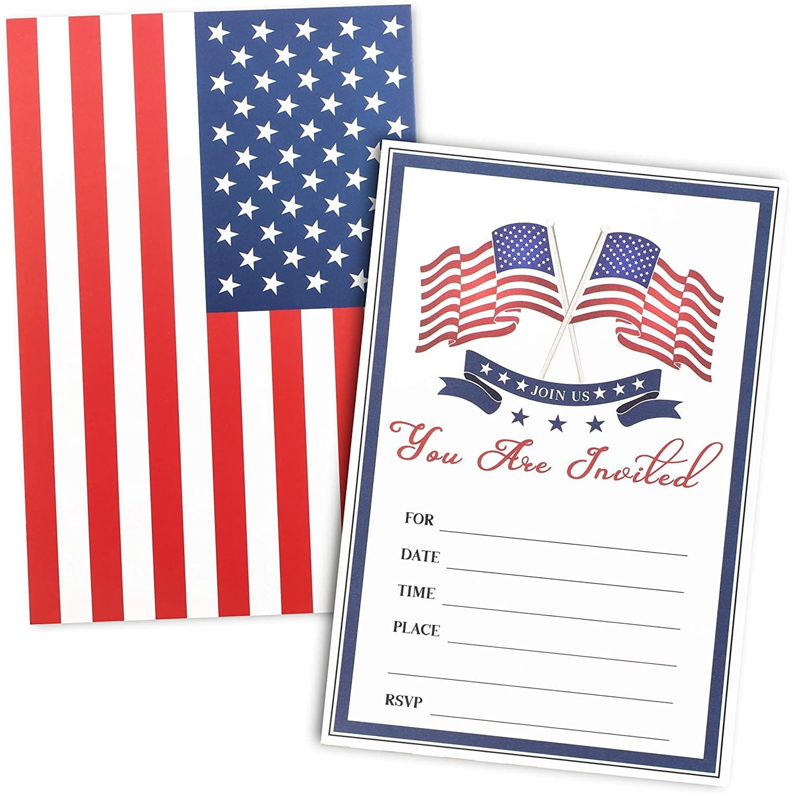Pipilo Press American Flag Invitations with Envelopes for 4th of July ...