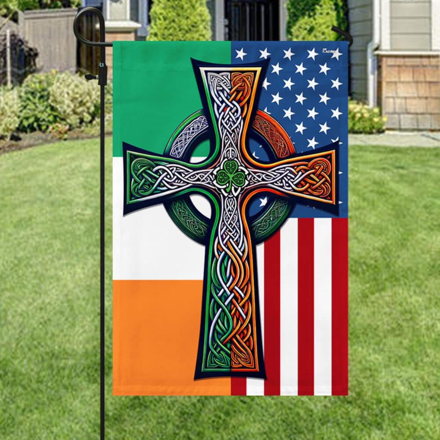 American Flag-Irish Celtic Knot Cross St. Patrick?s Day Irish American ...