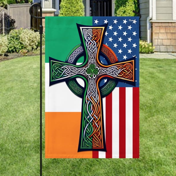 American Flag-Irish Celtic Knot Cross St. Patrick?s Day Irish American ...