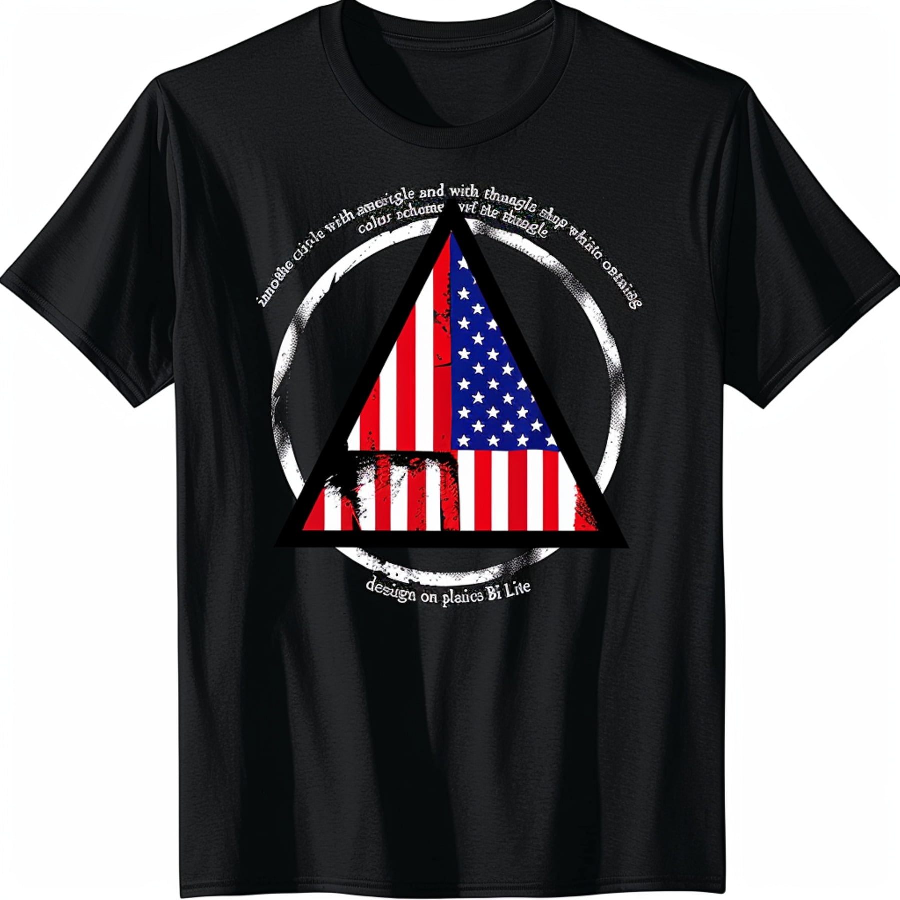 American Flag Isosceles Triangle Bi Lite TShirt Design on Black ...
