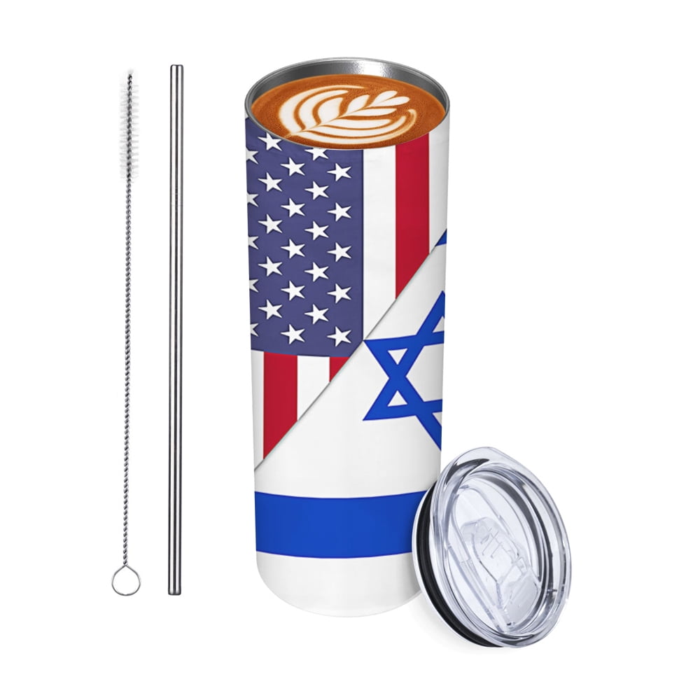 American Flag Israeli Jewish 20oz Coffee Mug Cup,Stainless Steel ...
