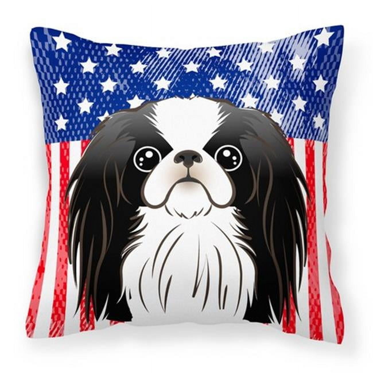 American Flag & Japanese Chin Fabric Decorative Pillow - 14 x 3 x 14 in ...