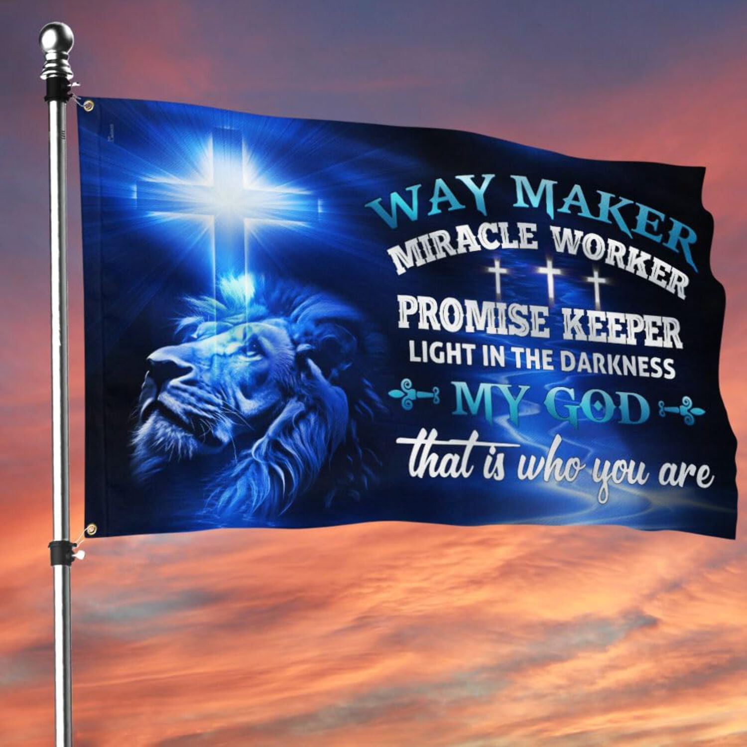 American Flag-Jesus Christ Grommet Flag Way Maker Miracle Worker ...