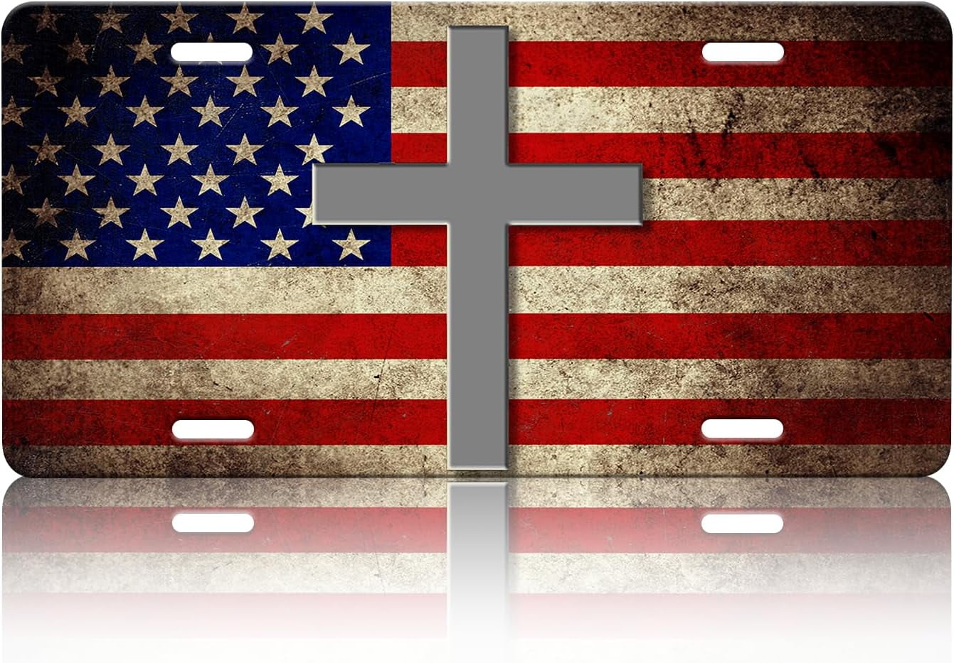 American Flag Jesus Cross Car Front License Plate Cover License Plate ...