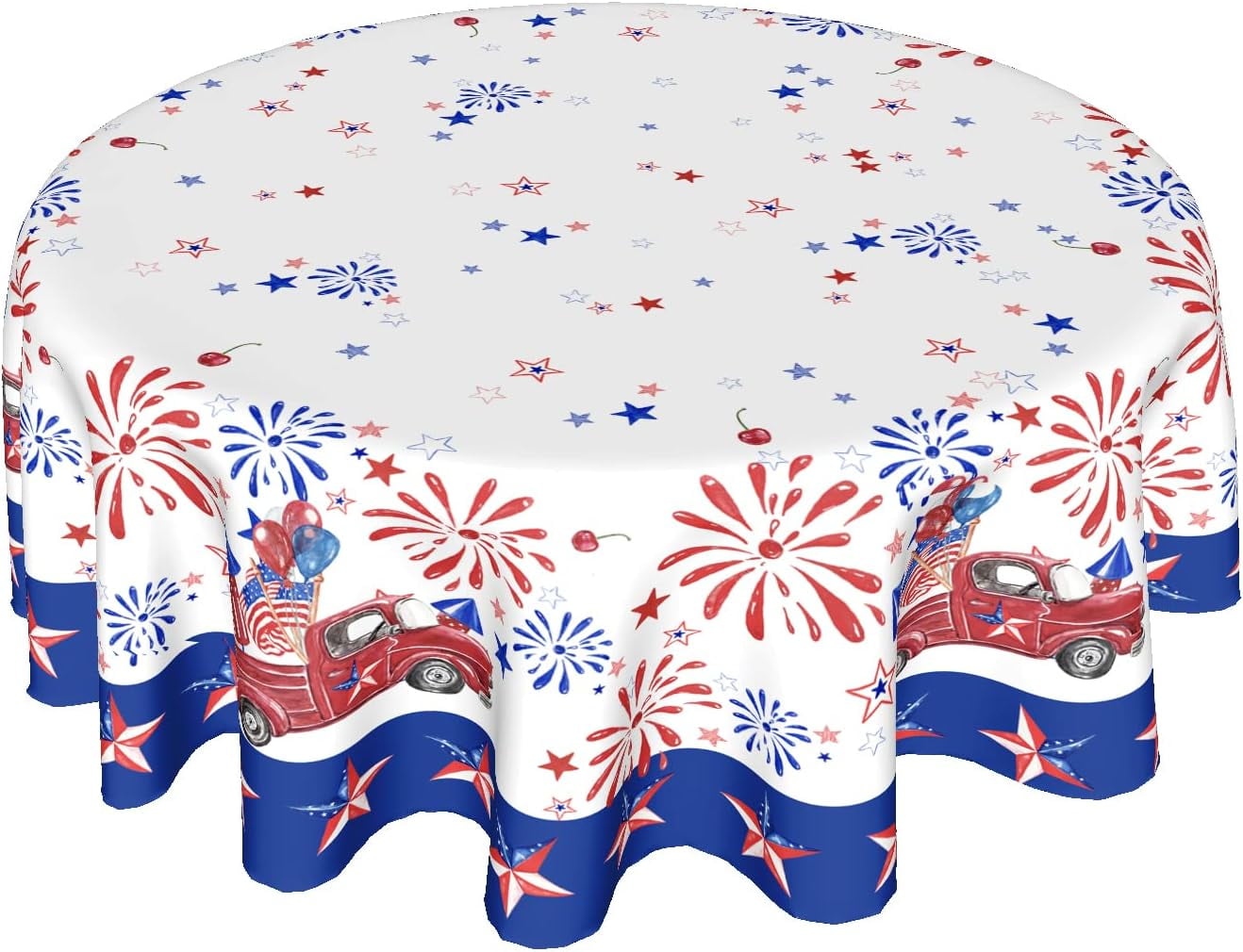 American Flag July 4th Memorial Day Patriotic Tablecloth Round 60 Inch ...