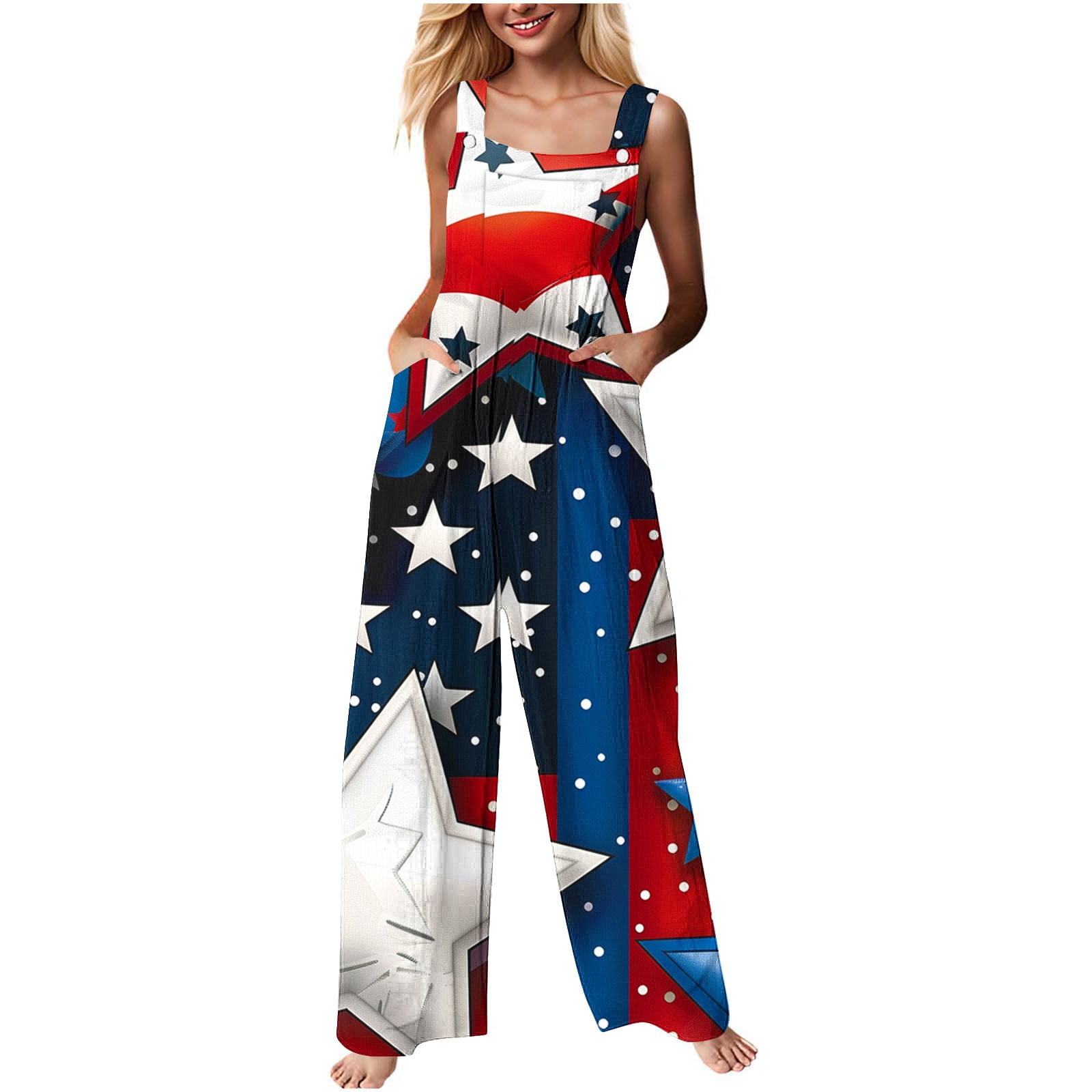 American Flag Jumpsuit for Women 4Th of July Patriotic Romper ...