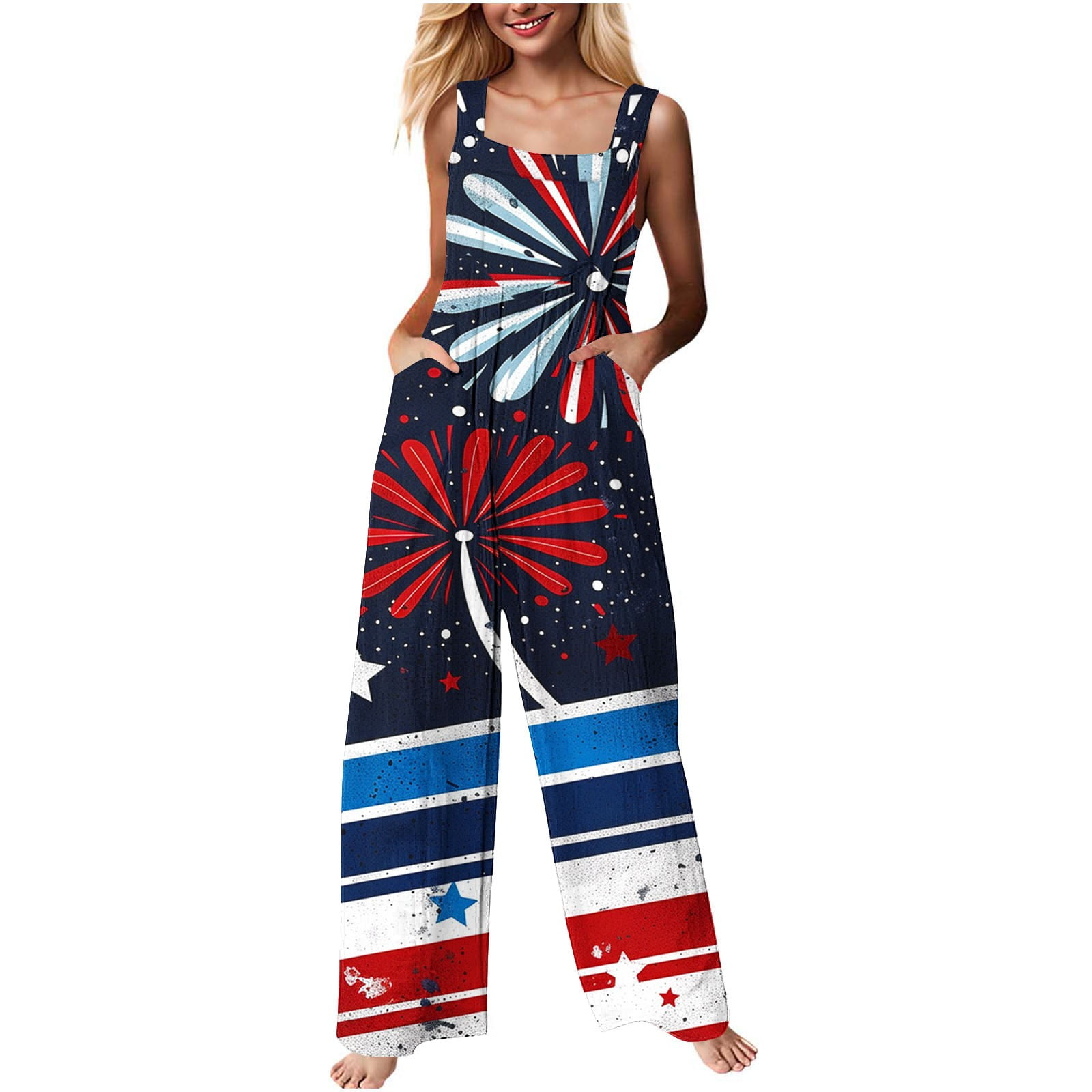 American Flag Jumpsuit for Women 4Th of July Patriotic Romper ...
