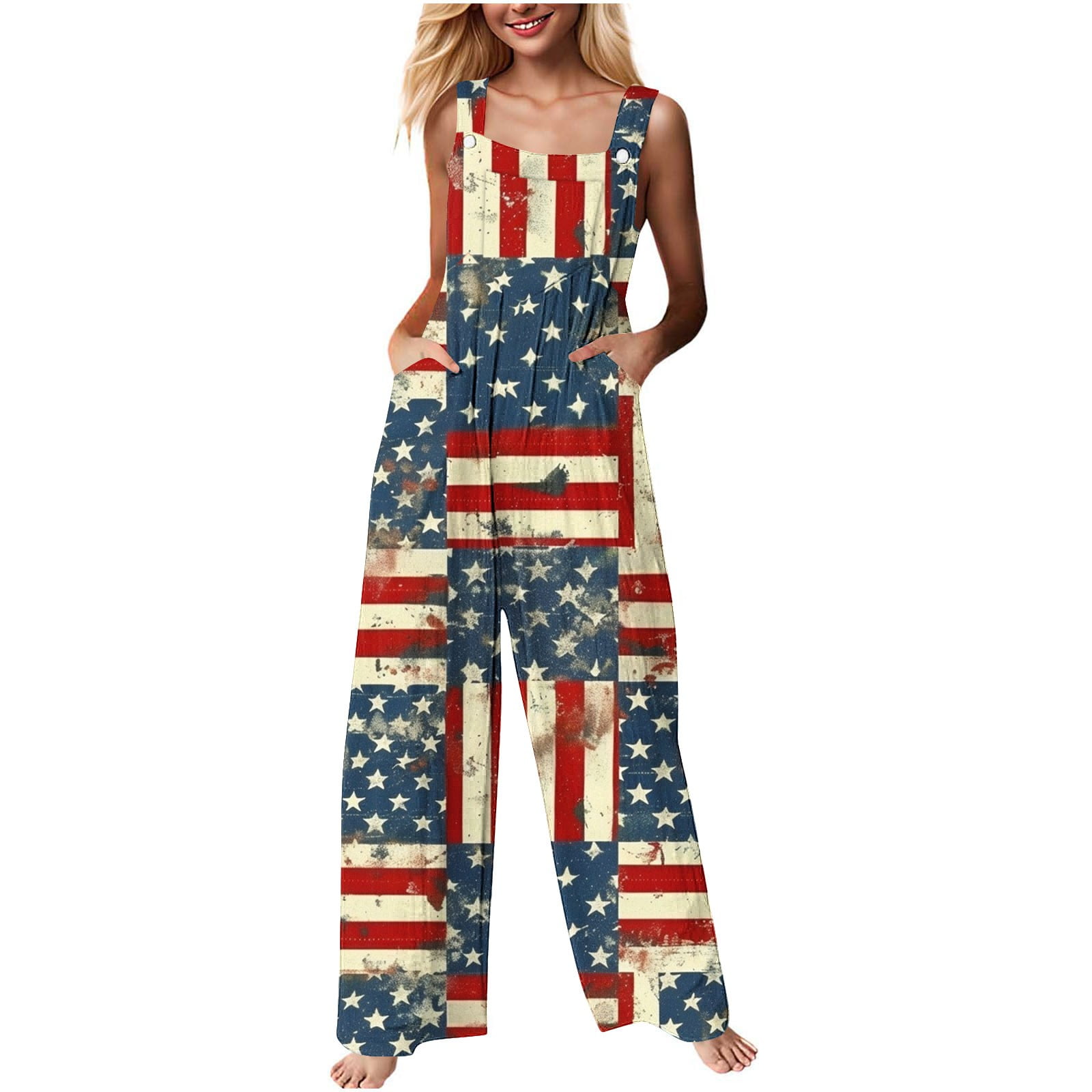 American Flag Jumpsuit for Women 4Th of July Patriotic Romper ...
