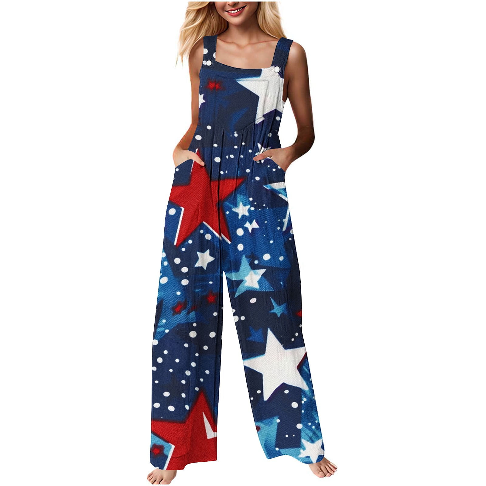 American Flag Jumpsuit for Women 4Th of July Patriotic Romper ...