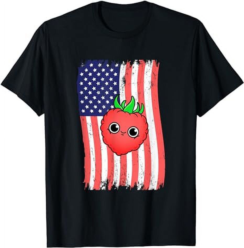 American Flag Kawaii Raspberry T-Shirt - Walmart.com