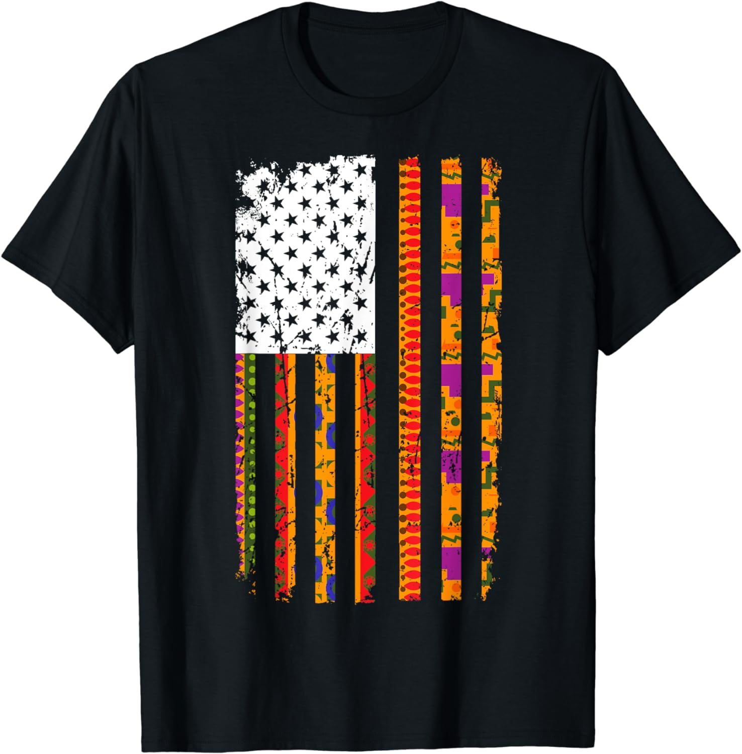 American Flag Kente African Cool Black History Month Gift T-Shirt ...