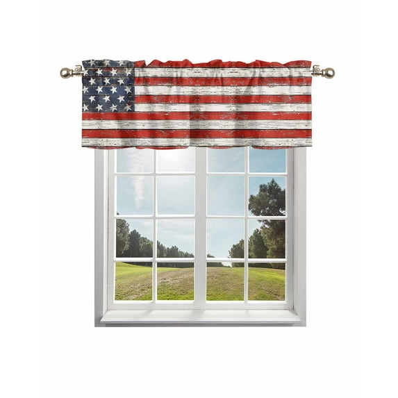 American Flag Kitchen Curtain Valances for Windows Farmhouse Short ...