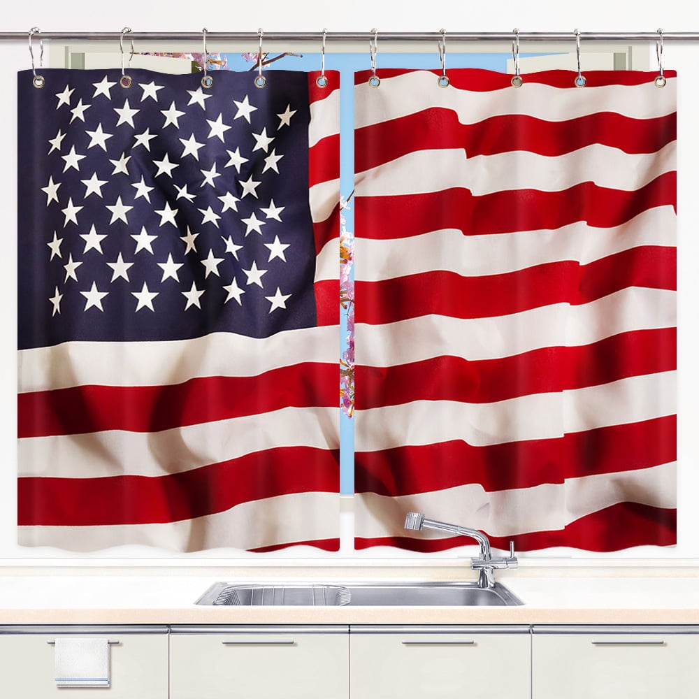 American Flag Kitchen Curtains, 4th of July Independence Day USA Flag ...