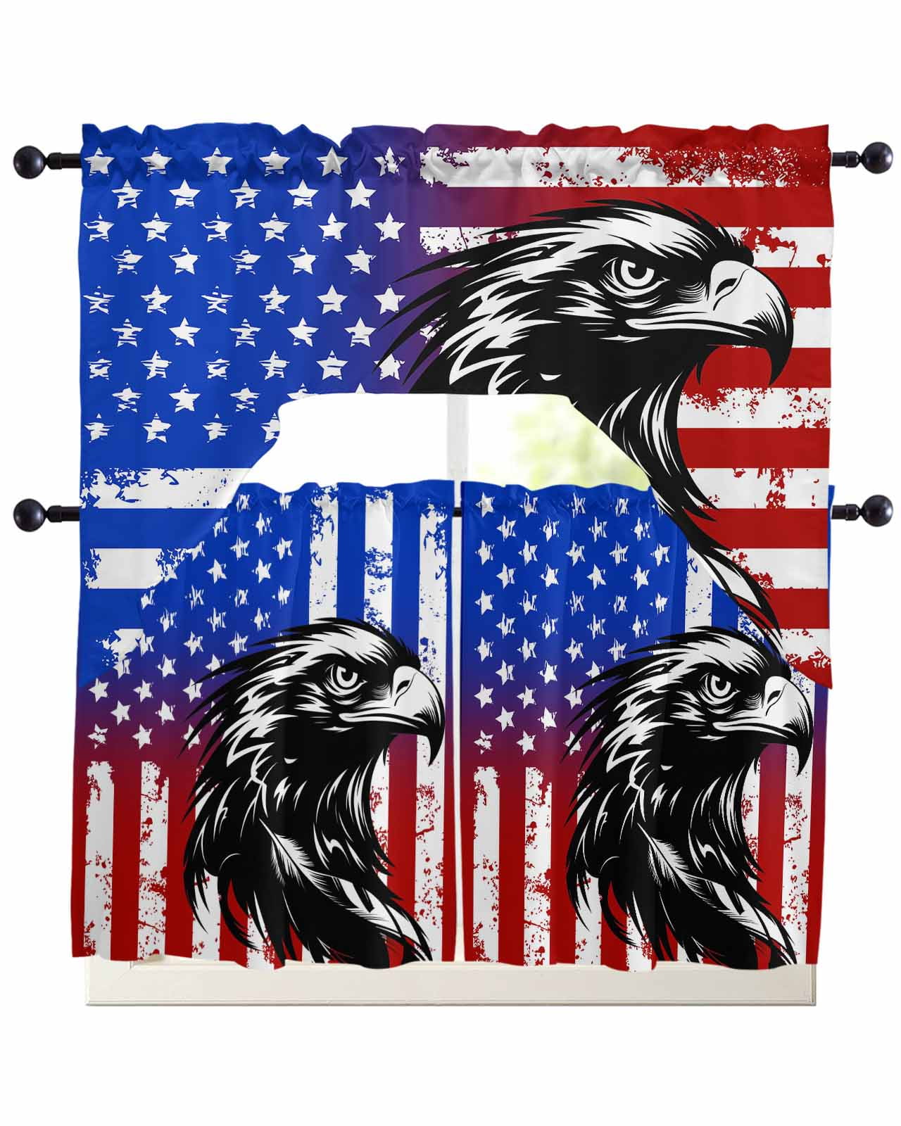 American Flag Kitchen Curtains Sets 36 Inch Length with Valance ...