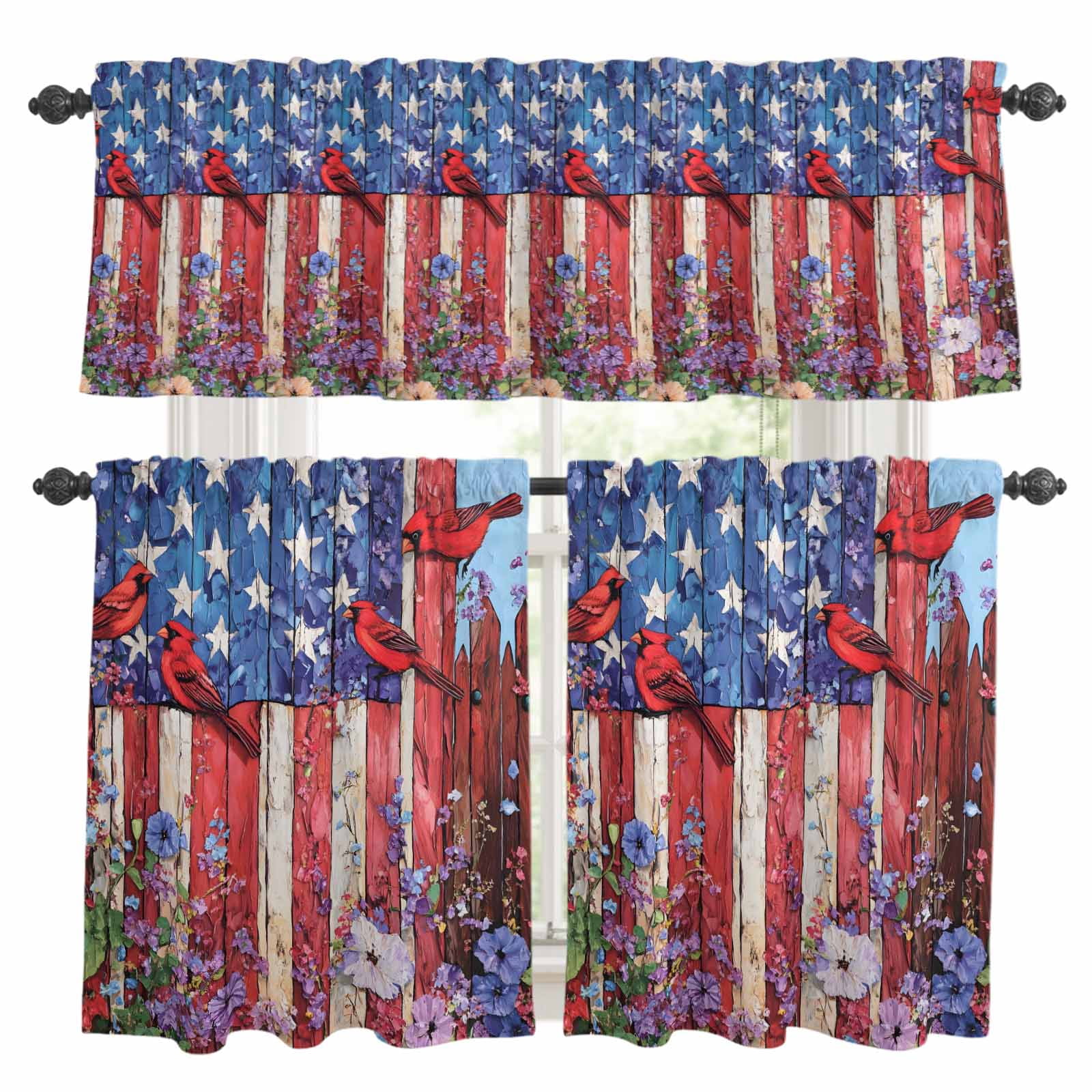 American Flag Kitchen Curtains Sets for Windows 24 Inch Length, Red ...