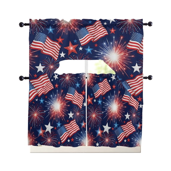 American Flag Kitchen Curtains Sets for Windows 3 Piece, Independence ...