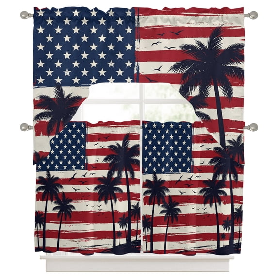 American Flag Kitchen Curtains Swag Valance and Tier Curtains Set 24 ...