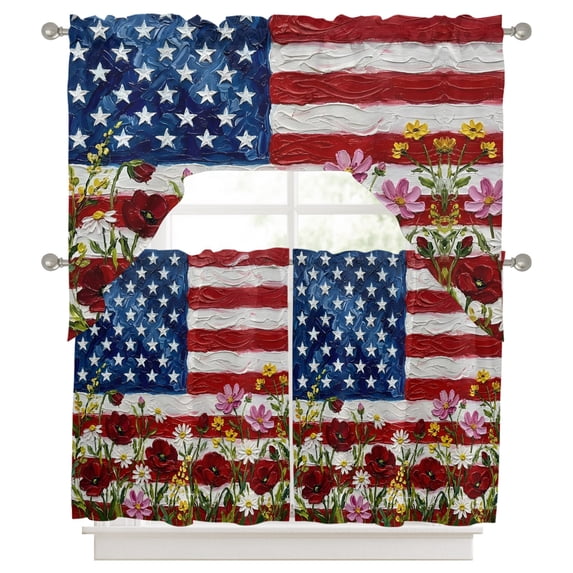American Flag Kitchen Curtains Swag Valance and Tier Curtains Set 36 ...