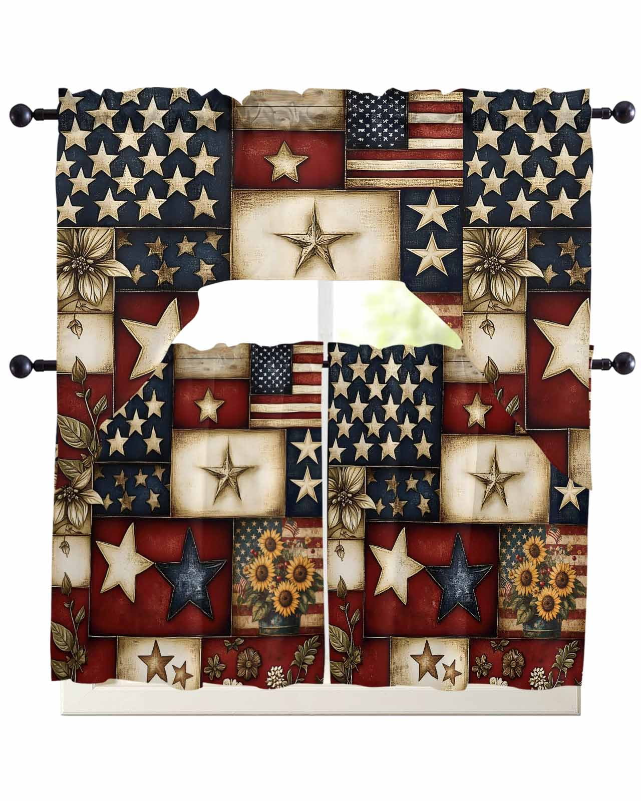 American Flag Kitchen Curtains Swag Valance and Tier Curtains Set 36 ...