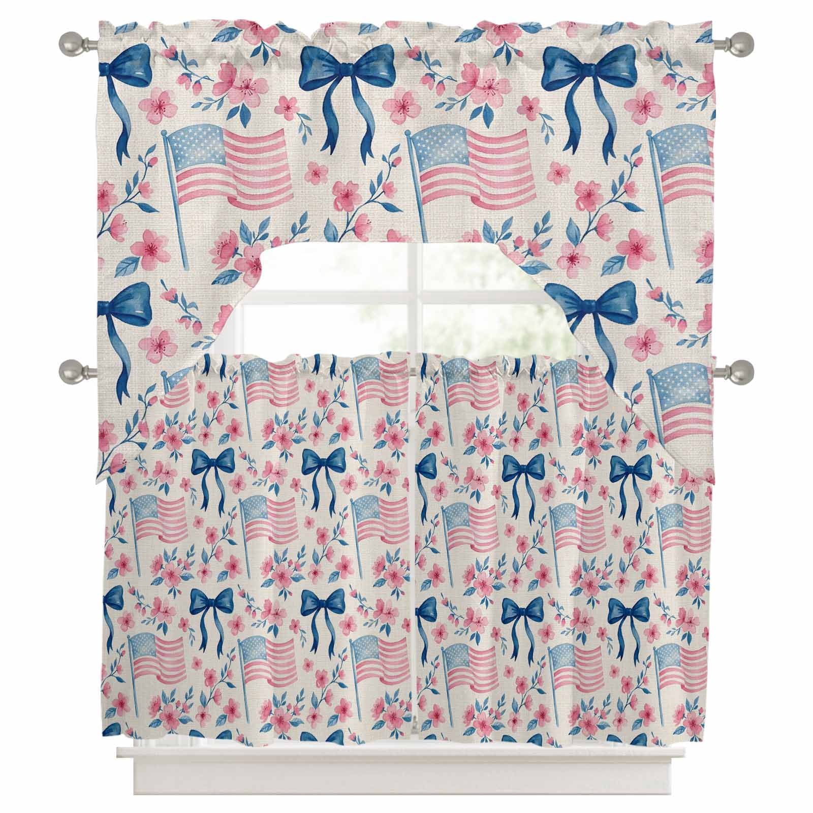 American Flag Kitchen Curtains Swag Valance and Tier Curtains Set 36 ...