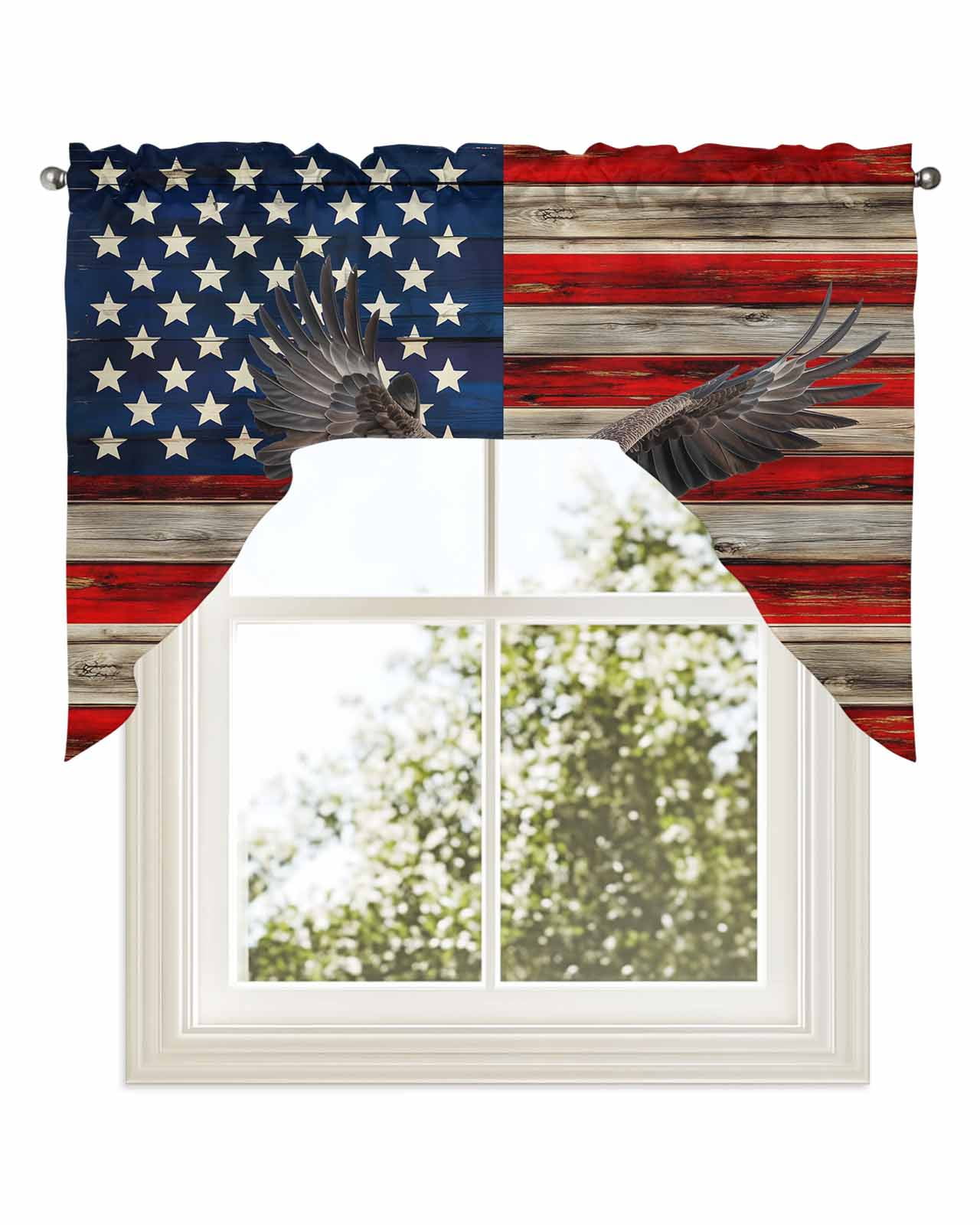American Flag Kitchen Curtains Swag Valance for Windows/Bathroom/Cafe ...
