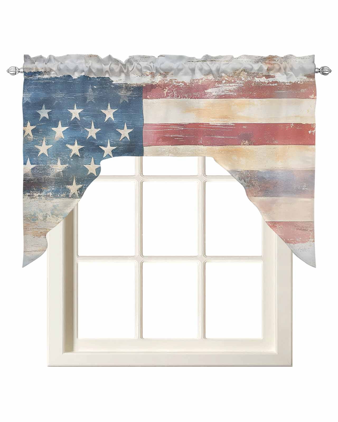 American Flag Kitchen Curtains Swag Valance for Windows/Bathroom/Cafe ...