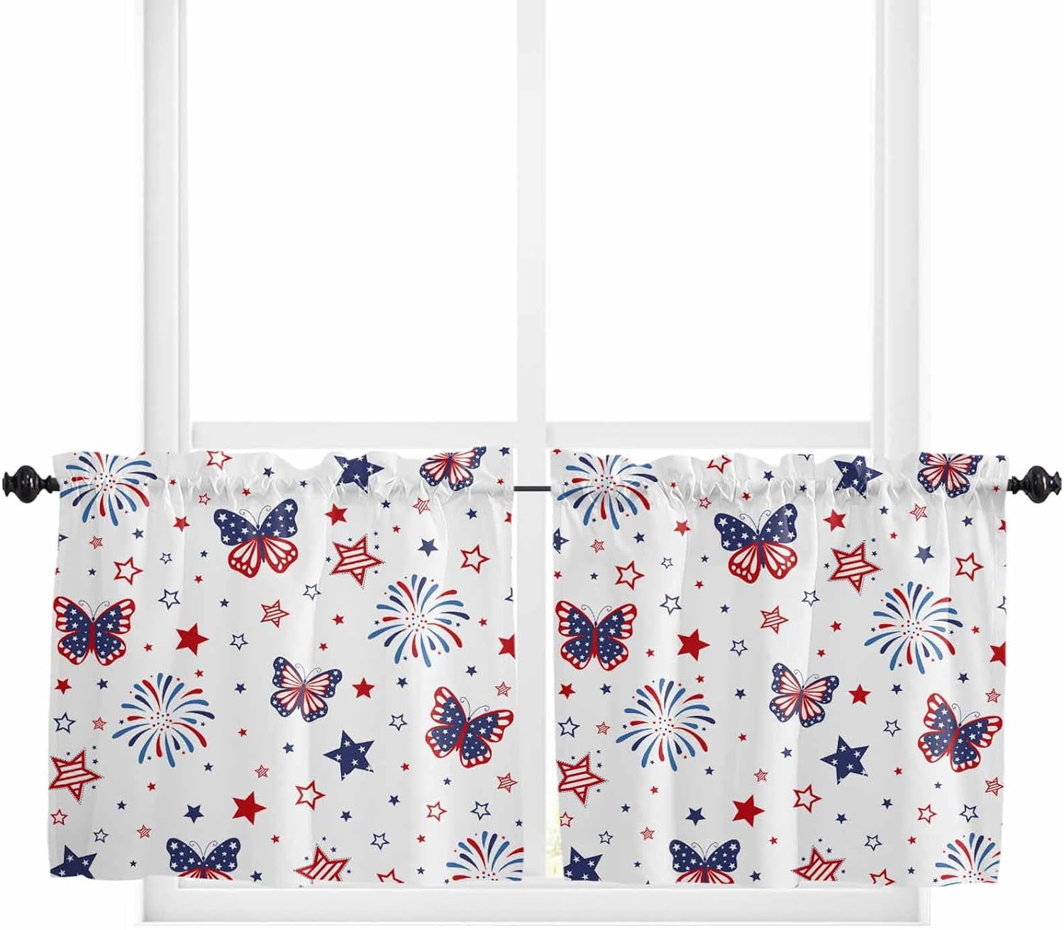 American Flag Kitchen Curtains,USA Fourth of July Independence Day ...