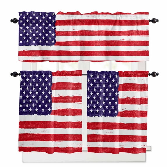 American Flag Kitchen Curtains Valances and Tiers Independence Day Tier ...