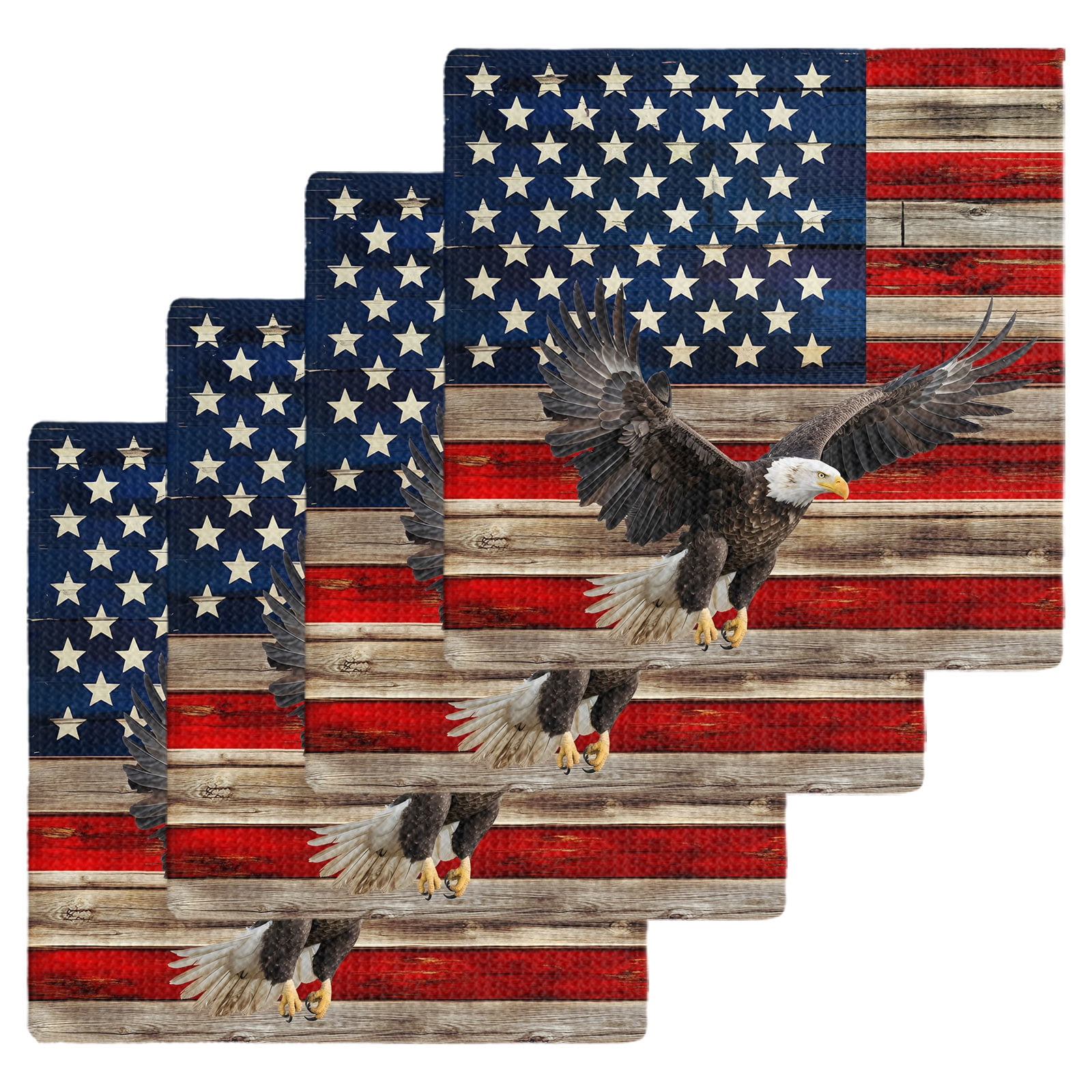 American Flag Kitchen Dish Towels for Drying Dishes Set of 4, Eagle ...