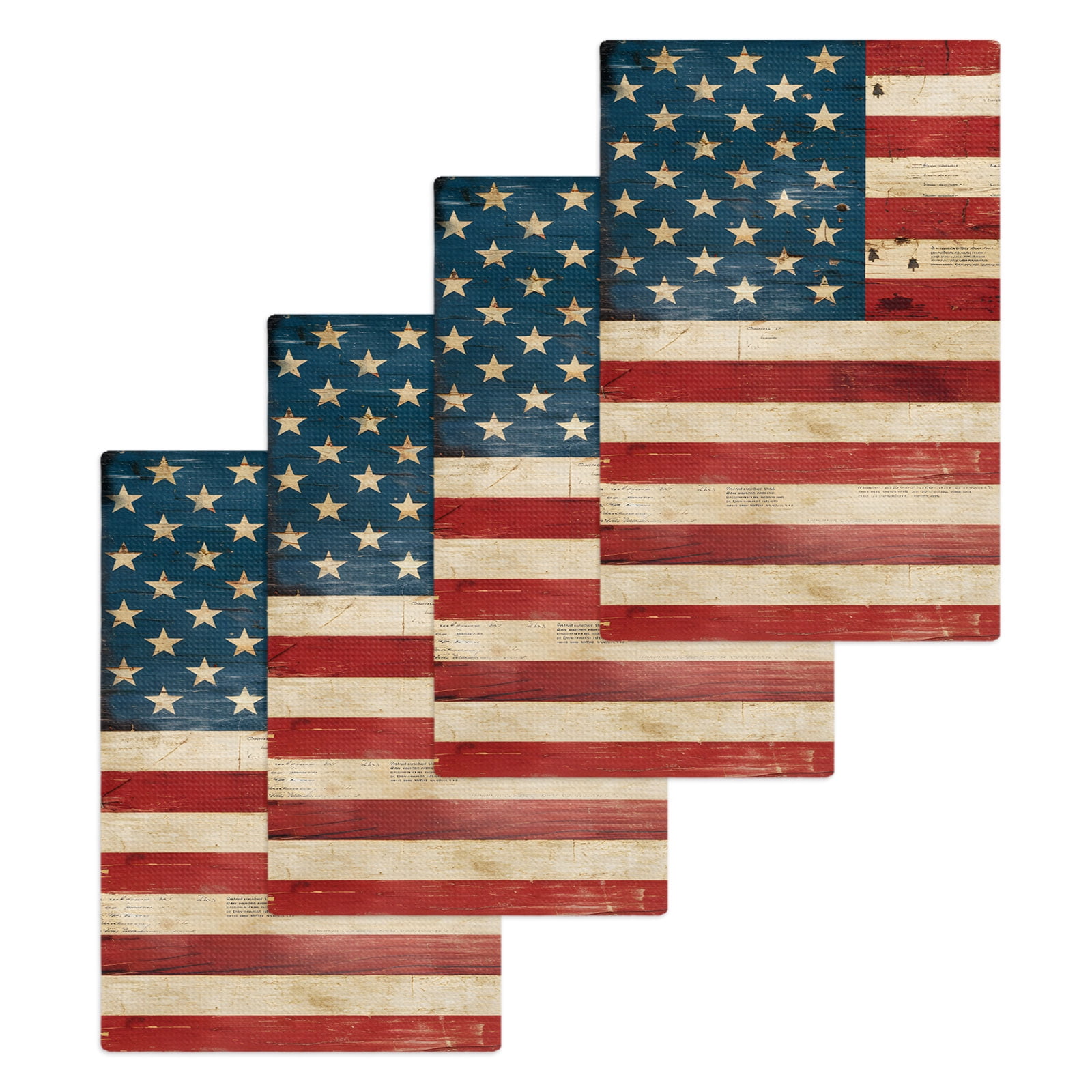 American Flag Kitchen Dish Towels for Drying Dishes Set of 4, Red Strip ...