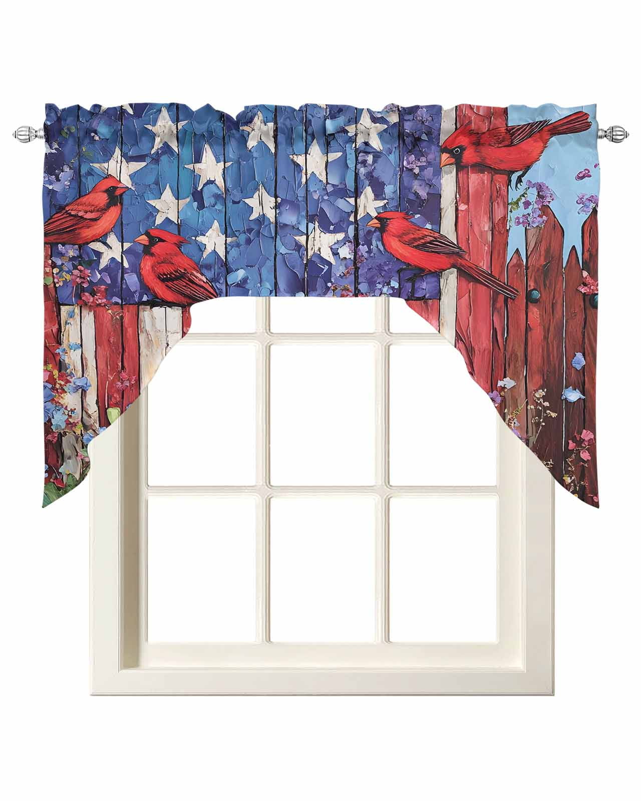American Flag Kitchen Swag Valances for Windows, Red Blue Star Stripe ...
