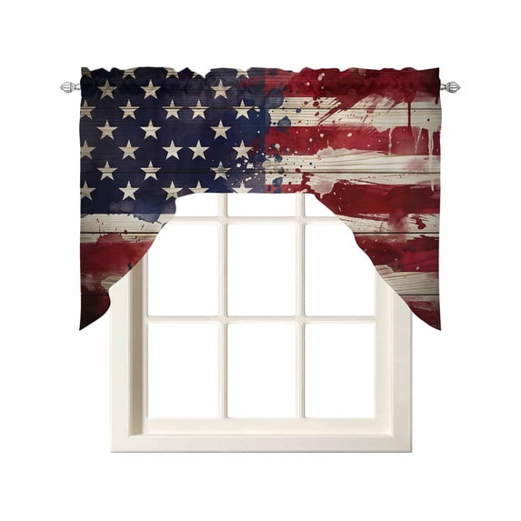 American Flag Kitchen Swag Valances for Windows, USA Flag Vintage ...