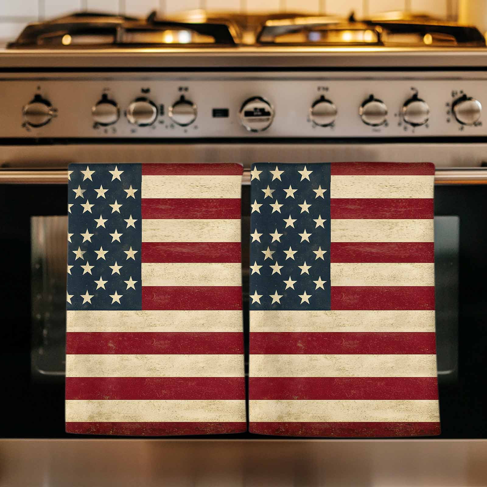 American Flag Kitchen Towels Set of 4, Vintage Red BlueUSA Flag ...