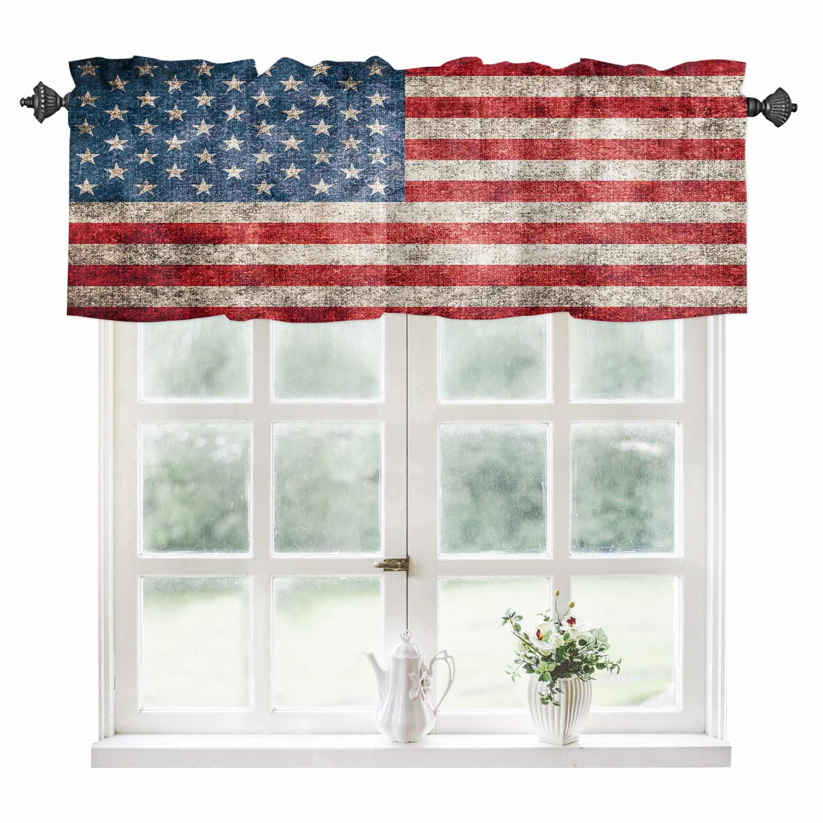 American Flag Kitchen Valances for Windows 42x18 Inch Kitchen Curtains ...